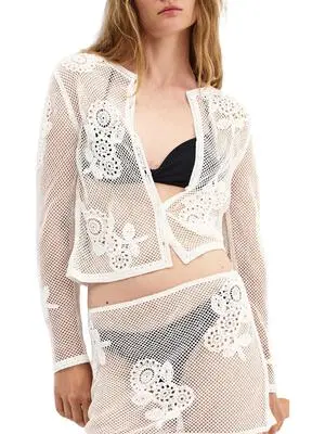 MANGO MANGO Crocheted Floral Cardigan