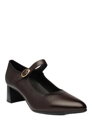 ARA Mary Jane Block Heel Pumps - Brown
