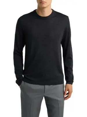 JACK VICTOR Jack Victor Wool & Silk Crewneck Sweater Charcoal