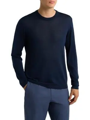 JACK VICTOR Jack Victor Wool & Silk Crewneck Sweater Navy