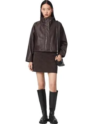 ALLSAINTS Renai Suede Mini Skirt - Brown
