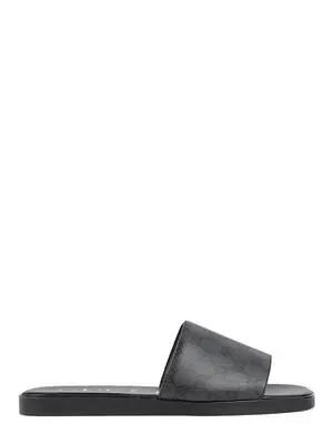 Gucci Embossed Monogram Slide Sandals - Black