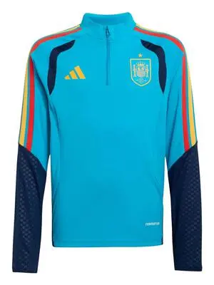 Adidas Quarter Zip Long Sleeve Top With Team Emblem - Blue