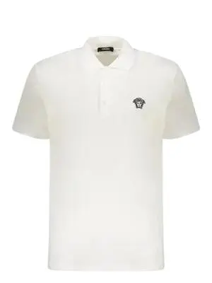 Versace Embroidered Cotton Polo Shirt - White