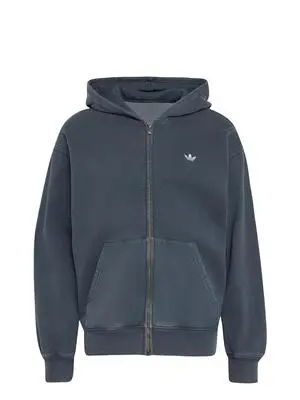 Adidas Trefoil Essentials Washed Full Zip Loose Hoodie - Black