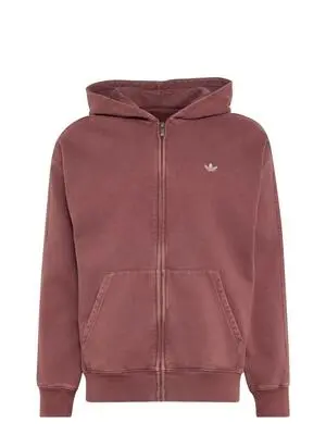 Adidas Trefoil Essentials Washed Full Zip Loose Hoodie - Maroon