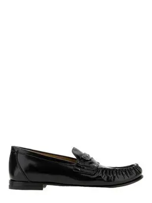 Fendi Leather Scrunch Loafers - Black