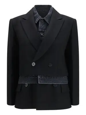 SACAI Sacai Women Wool Flannel And Denim Jacket