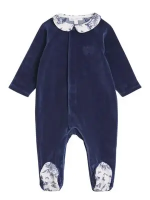 TARTINE ET CHOCOLAT Velvet All-in-one With Peter Pan Collar - Blue