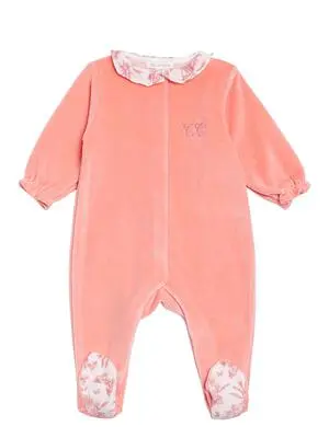 TARTINE ET CHOCOLAT Velvet All-in-one With Printed Peter Pan Collar - Pink
