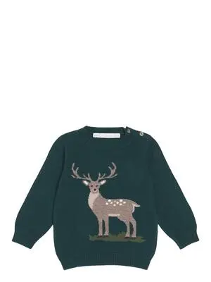 PER TE Per Te Wool-Cashmere Jacquard Deer Sweater