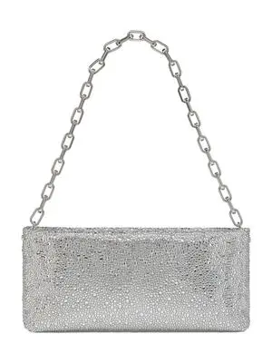 CHRISTIAN LOUBOUTIN Maykimay Chain Pouch Suede Clutch Bag - Silver
