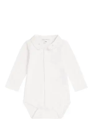 TARTINE ET CHOCOLAT Stretch-cotton Embroidered Long-sleeve Bodysuit - Brown