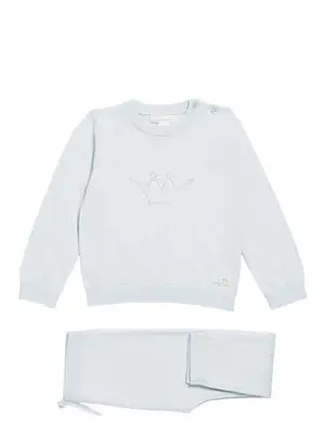 MARIE-CHANTAL Cotton And Cashmere Crown Sweater And Sweatpants Set - Blue