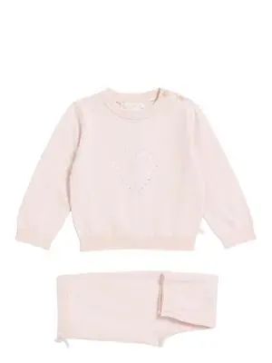 MARIE-CHANTAL Marie-Chantal Fine Knit Heart Detail Sweater And Sweatpants Set