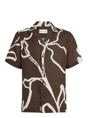 Frescobol Carioca Linen Floral Roberto Shirt - Brown