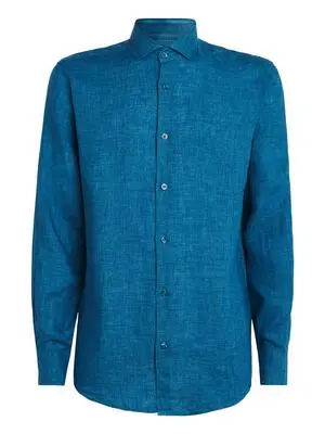 Frescobol Carioca Linen Antonio Shirt - Blue