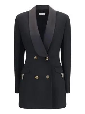 Versace Wool Double Breasted Blazer - Black