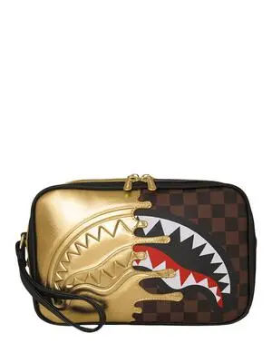 SPRAYGROUND Sharks In Paris Drip Travel Pouch - Gold