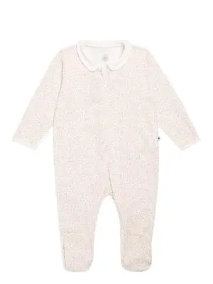 Petit Bateau Cotton Floral Zip-up All-in-one - White