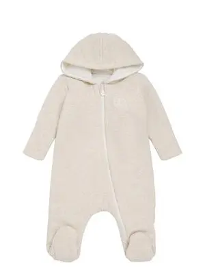 Petit Bateau Hooded Cotton All-in-one With Zip Fastening - Brown