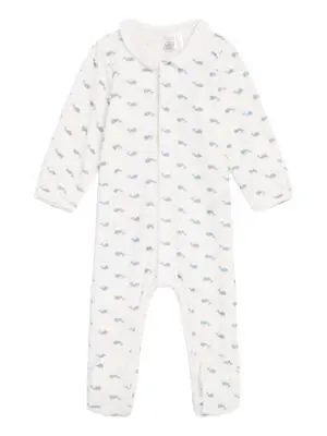 Petit Bateau Cotton Whale Print All-in-one - Blue