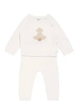 Petit Bateau Wool-cotton Graphic Sweater And Leggings Set - Ivory