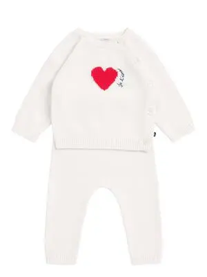 Petit Bateau Wool-cotton Sweater And Leggings Set - Red