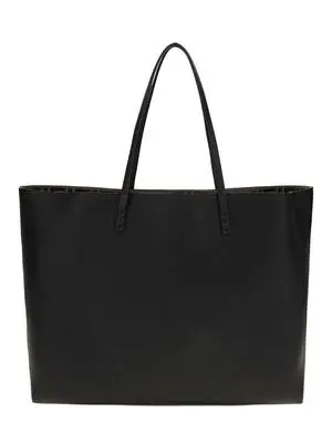 Fendi Medium Roll Roman Leather Shopping Bag - Black