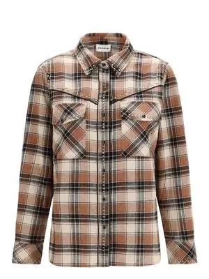 P.a.r.o.s.h Embellished Checked Cowboy Shirt - Brown