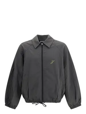 Jacquemus JACQUEMUS Embroidered Zip-Up Jacket With Drawstring Hem Gray