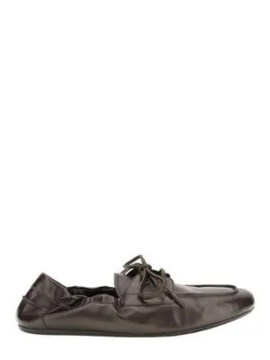 Prada Aged Leather Lace-up Sneakers - Brown