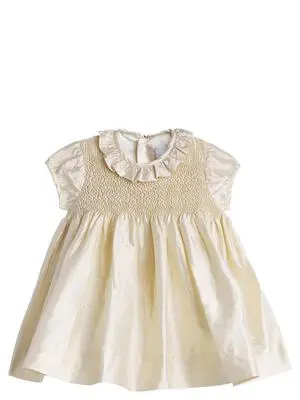 Pepa London Silk Smocked Dress - Beige