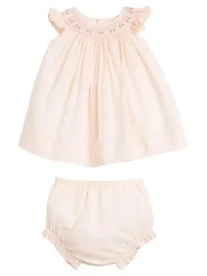 Pepa London Cotton-linen Smocked Dress With Bloomers - Blue