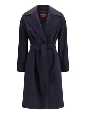 Max Mara Wool Coat With Peak Lapels - Blue