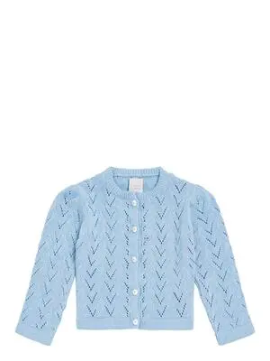 PEPA LONDON Pepa London Cotton Openwork Cardigan With Puffed Shoulders
