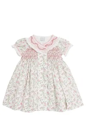 Pepa London Cotton Smocked Floral Dress - Pink