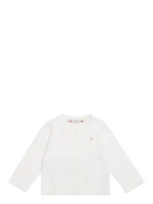 Bonpoint Cotton Cardigan With Embroidered Cherry Logo - White