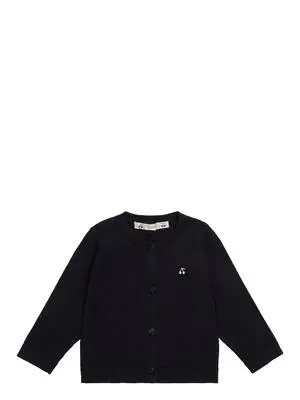 Bonpoint Cotton Logo Cardigan - Navy