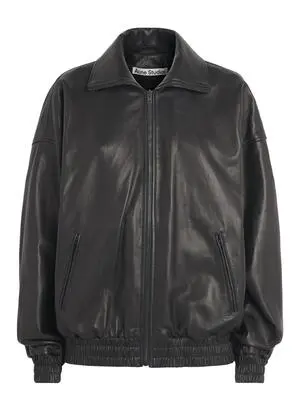 Acne Studios Leather Bomber Jacket - Black