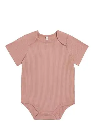 MORI Mori Bamboo-Blend Short-Sleeve Bodysuit Pink