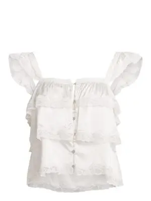 Alice + Olivia Alice+Olivia Tiered Lace Blouse Ivory