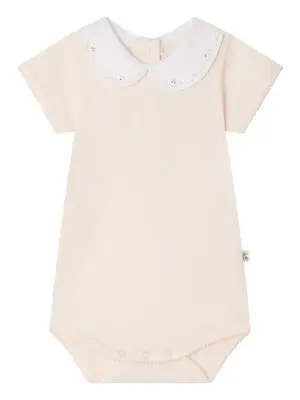 Bonpoint Organic Cotton Cygné Bodysuit With Peter Pan Collar - Pink