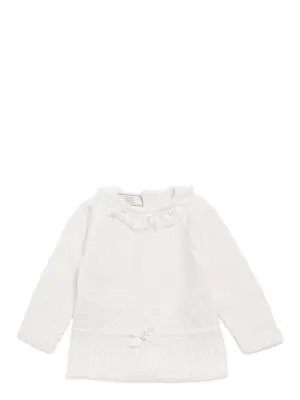 PAZ RODRIGUEZ Paz Rodriguez Cotton Lace-Trim Sweater With Bow Detail