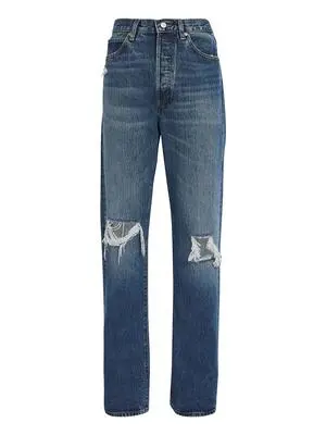 FRAME Distressed The Vertical Straight Jeans - Blue