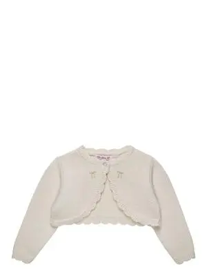 Trotters Maria Bow Embroidered Bolero Cardigan - White