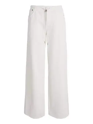 Still Here Still Here Drawstring Sport Wide-Leg Jeans Ivory
