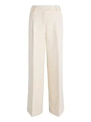 La DoubleJ Jacquard Wide-leg Trousers - Beige