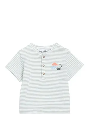 TARTINE ET CHOCOLAT Striped Button-up T-shirt - Green