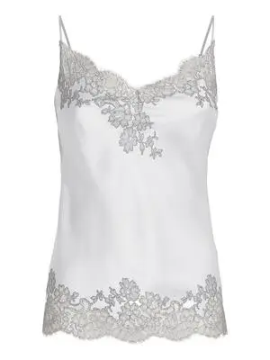Carine Gilson Silk Ceres Lace Camisole - Silver